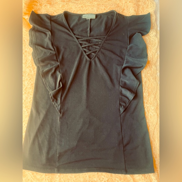 BOLD elements | Tops | Y2k Iconic Sexy Black Ruffle Sleeve Laced V Neck ...